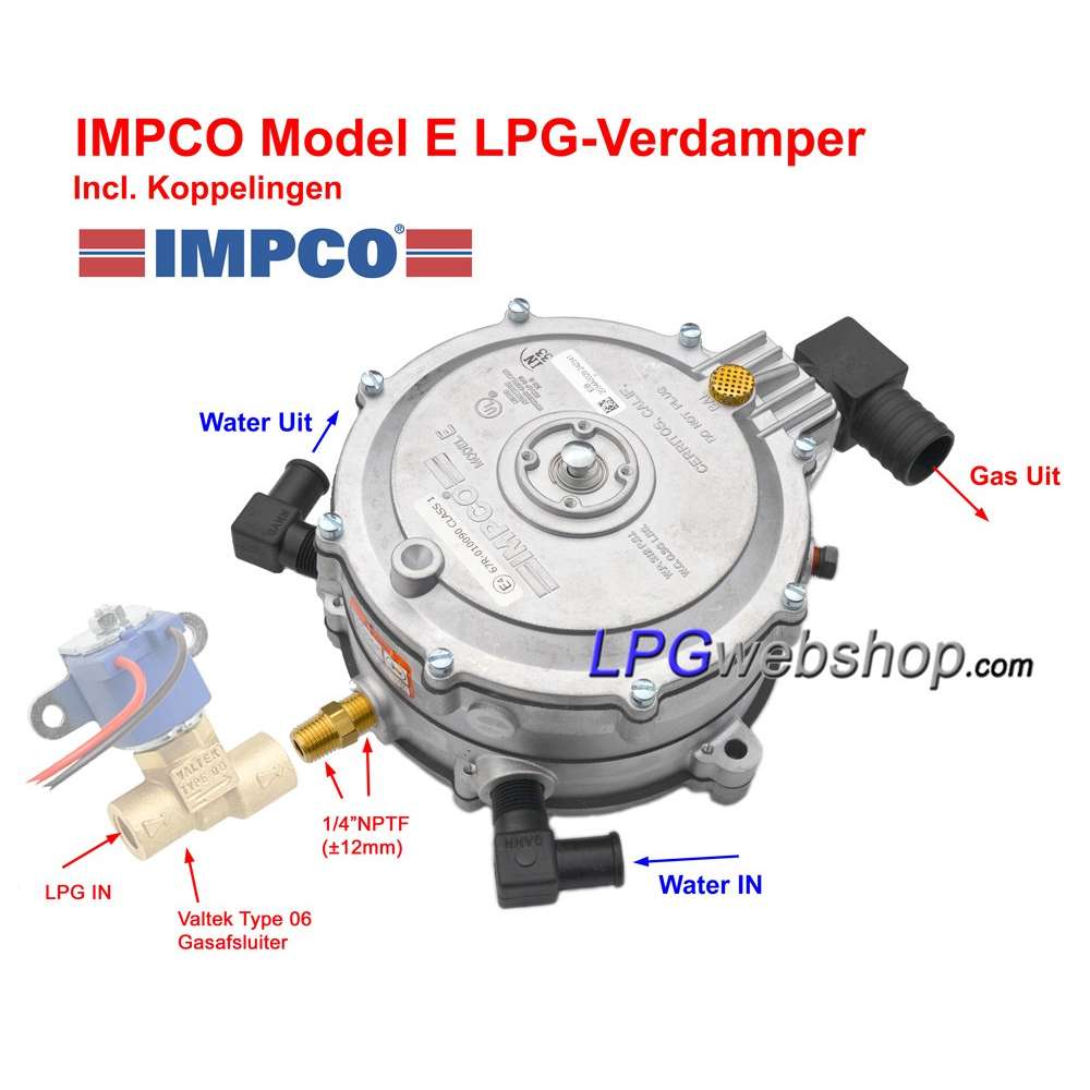 Komplette IMPCO LPG-Gasanlage mit 300-A + Arm neben dem Vergaser mit ...