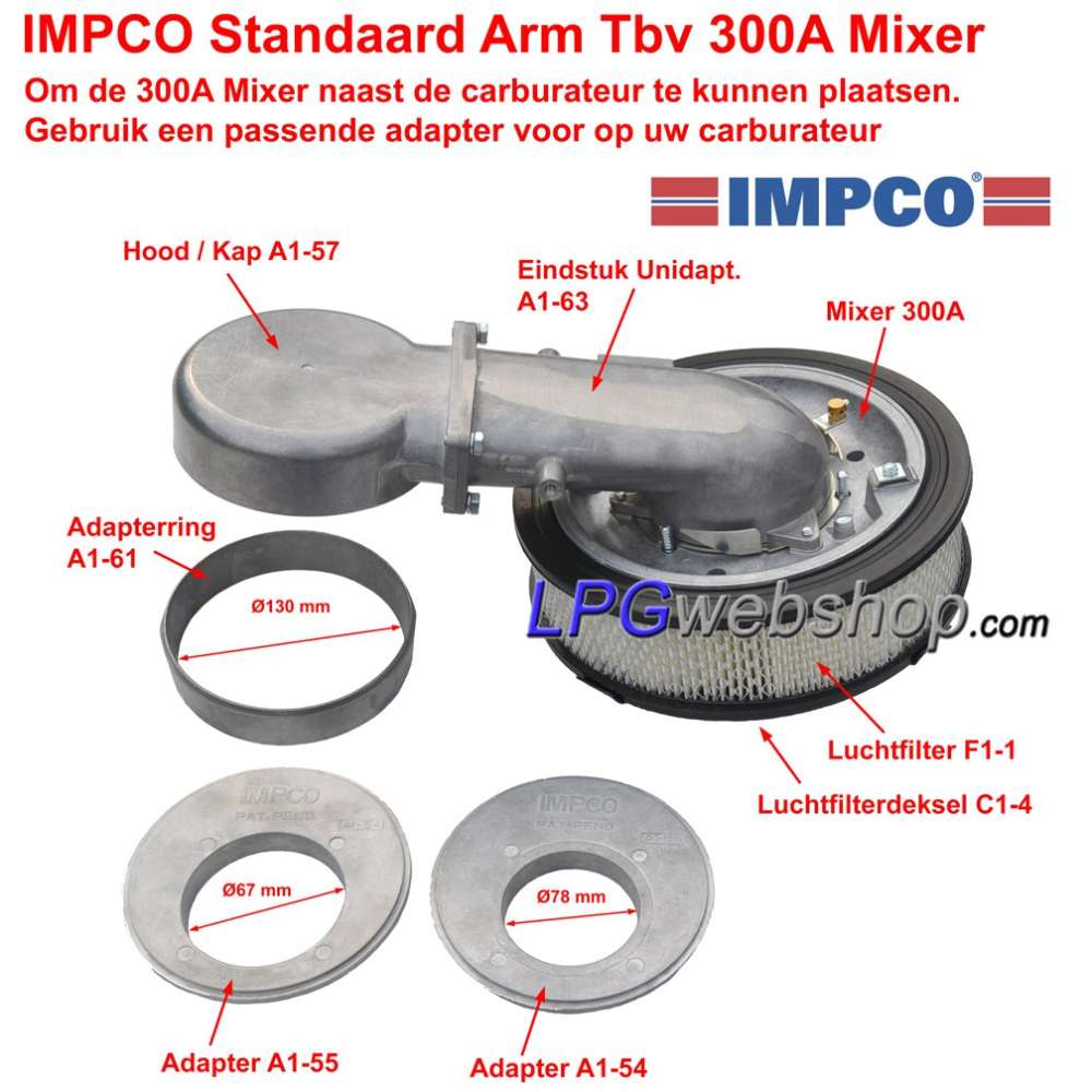 Komplette IMPCO LPG-Gasanlage mit 300-A + Arm neben dem Vergaser mit ...